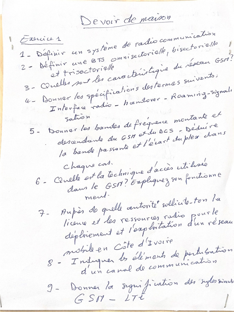 GSM Devoir de Maison | PDF