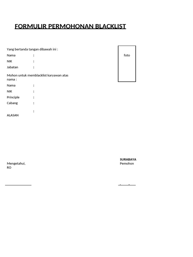 Contoh Blacklist | PDF