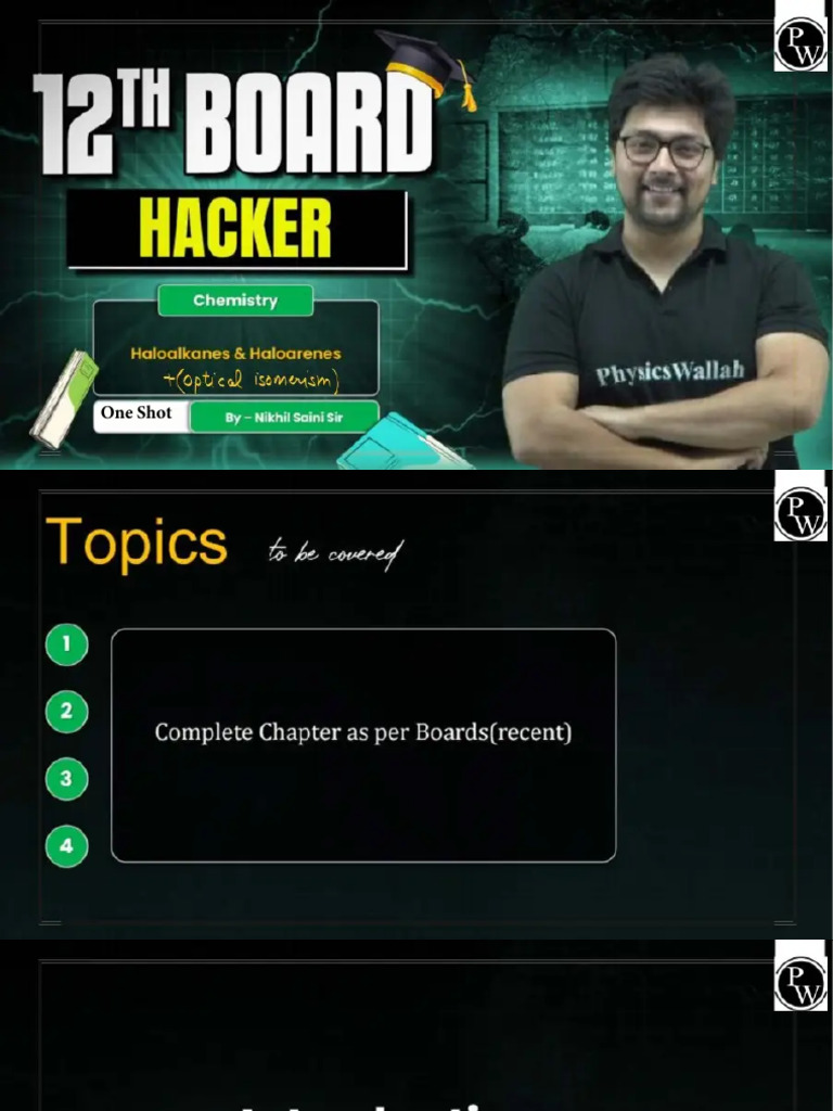 Haloalkanes and Haloarenes Class Notes 12th Hacker CBSE 2025 | PDF