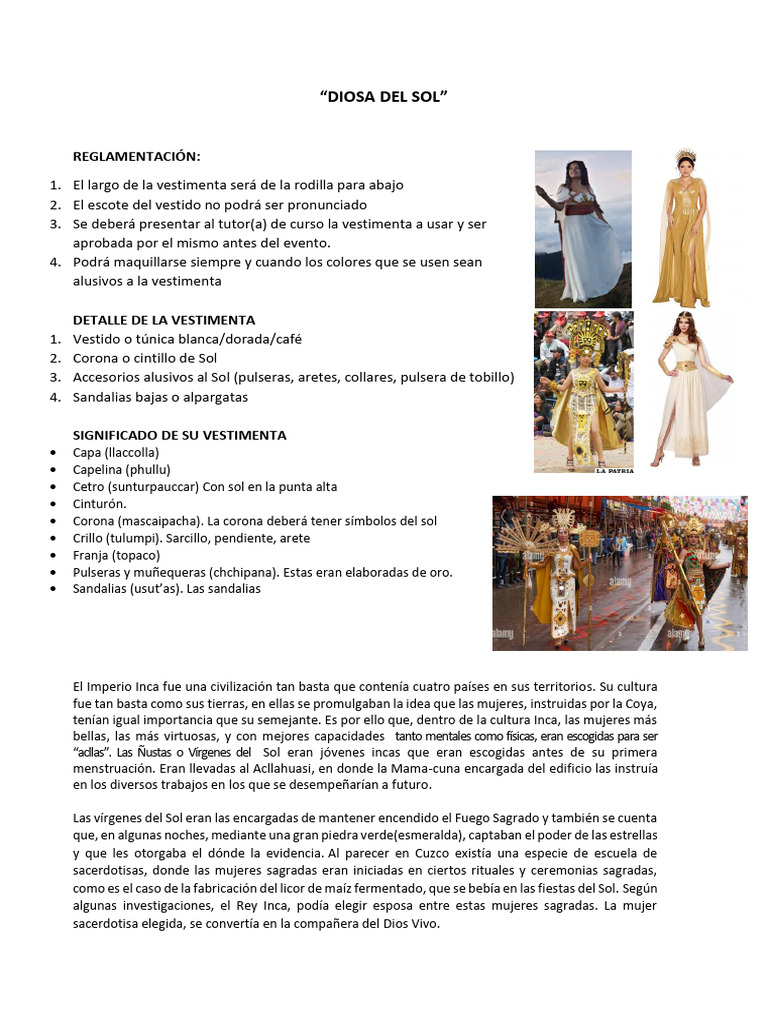 Vestimenta del Inti Raymi y Vírgenes del Sol | PDF | Ropa | Imperio Inca