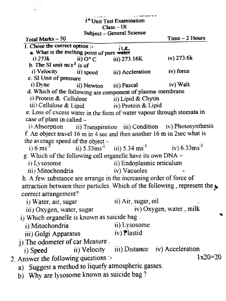 Class 9 Ut1 General Science 220524 2023 | PDF