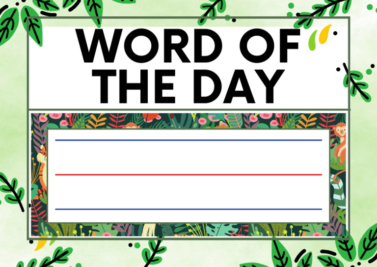 Green Jungle Theme Word of The Day Wall Display Worksheet | PDF