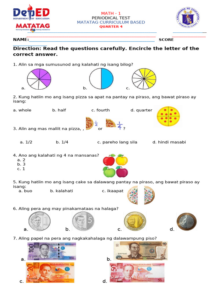 Math 4th Periodical Test | PDF