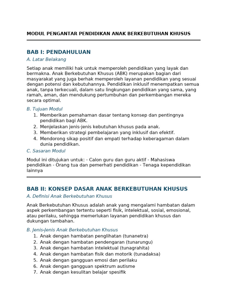 Modul Pendidikan Abk | PDF