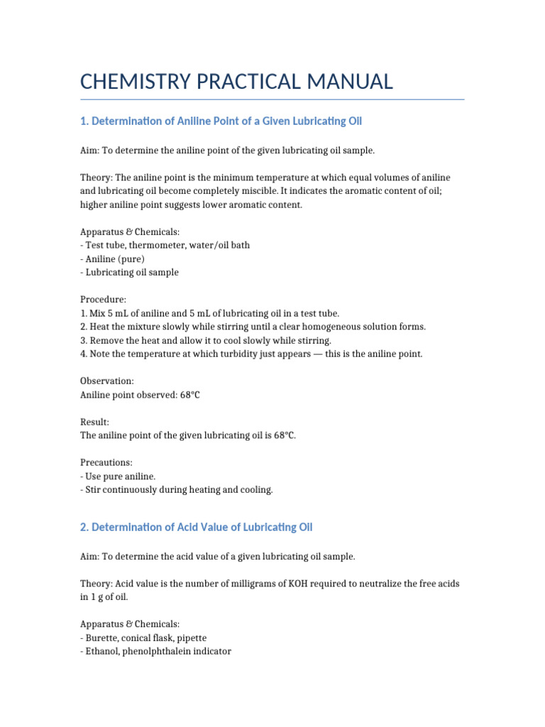 Chemistry Practical Manual | PDF | Titration | Chemistry