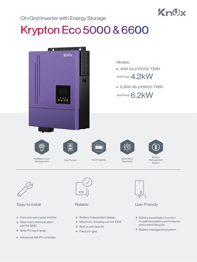 Krypton Eco 5000 & 6600 (Data Sheet - May 2025) | PDF | Power Inverter ...