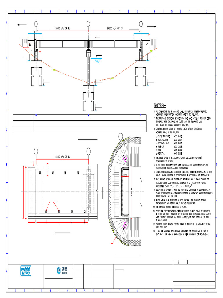 Drawing of Substructure MNB Over Koah Nala 2x24.6m | PDF | Deep ...