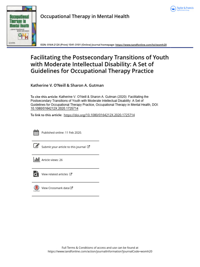Facilitating The Postsecondary Transitions of Youth With Moderate ...