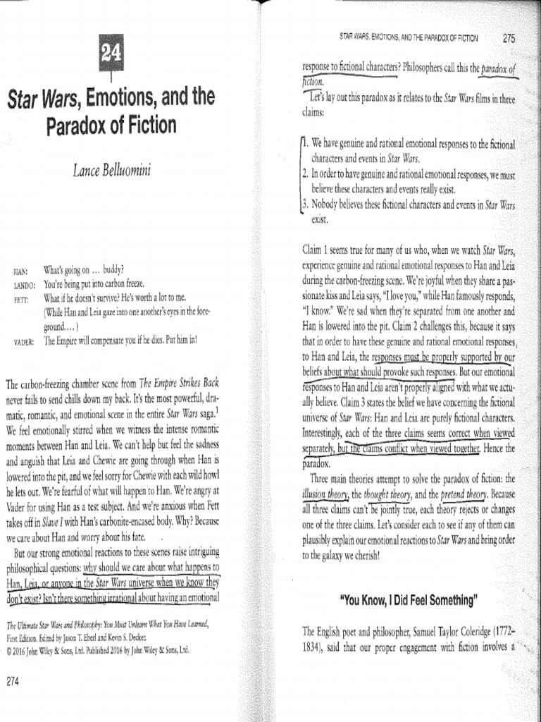 Star Wars, Emotions, and The Paradox of Fiction 2 | PDF