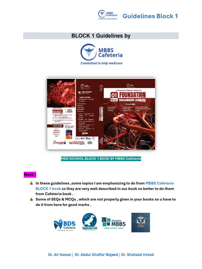 Guidelines Block 1 by MBBS Cafeteria | PDF | Embryo | Placenta