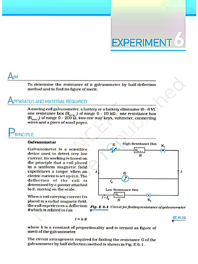 Half Deflection Galvanometer - Fig of Merit | PDF