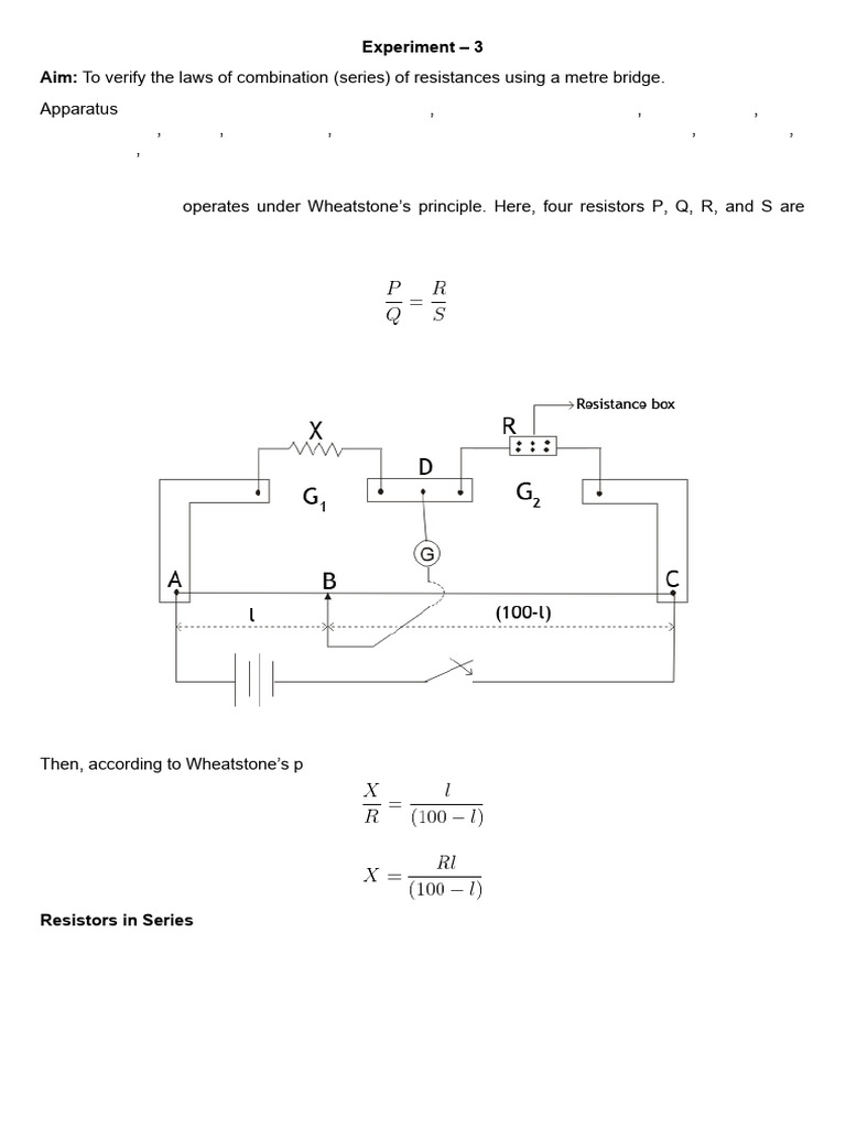 Meter Bridge Experiment for Series Resistance | PDF | Resistor | Series ...