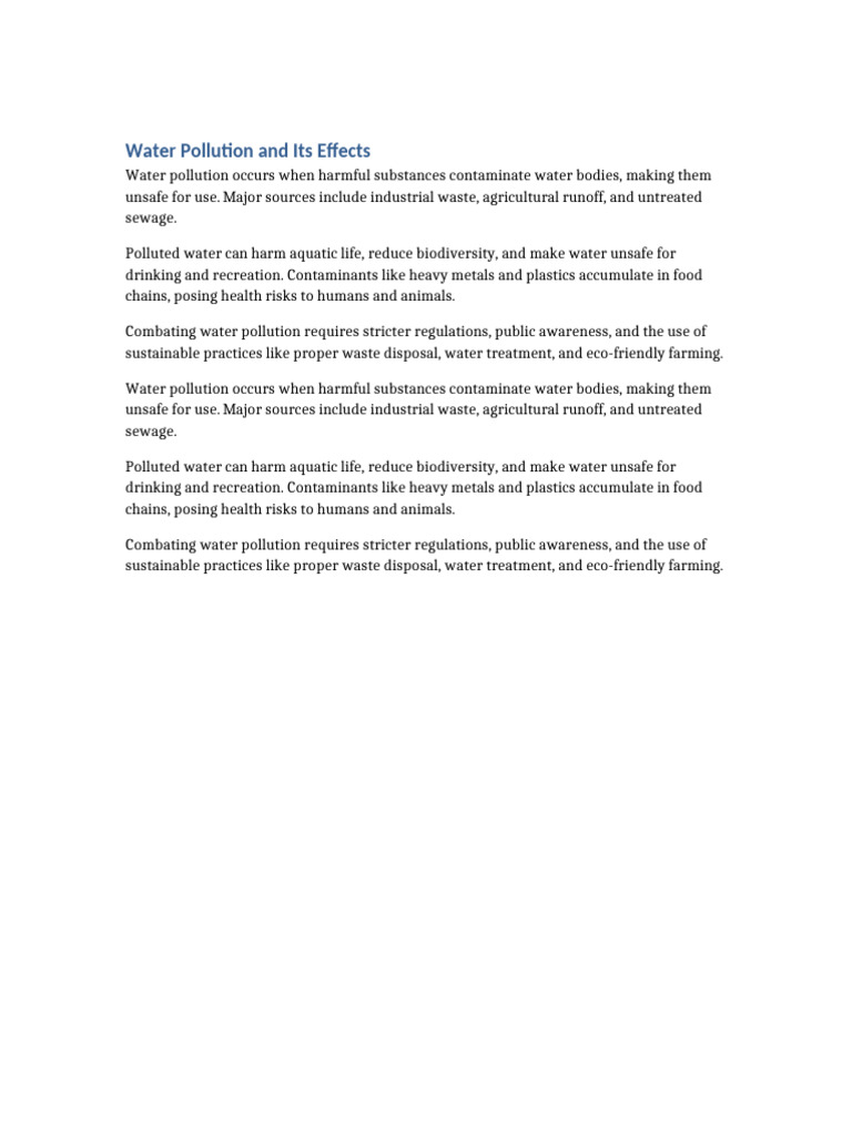 Document 11 Water Pollution and Its Effects | PDF