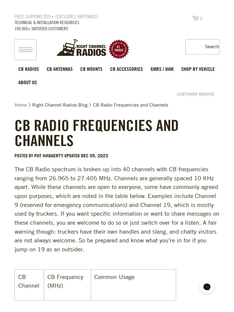 CB Radio Frequencies and Channels _ Right Channel Radios | PDF ...
