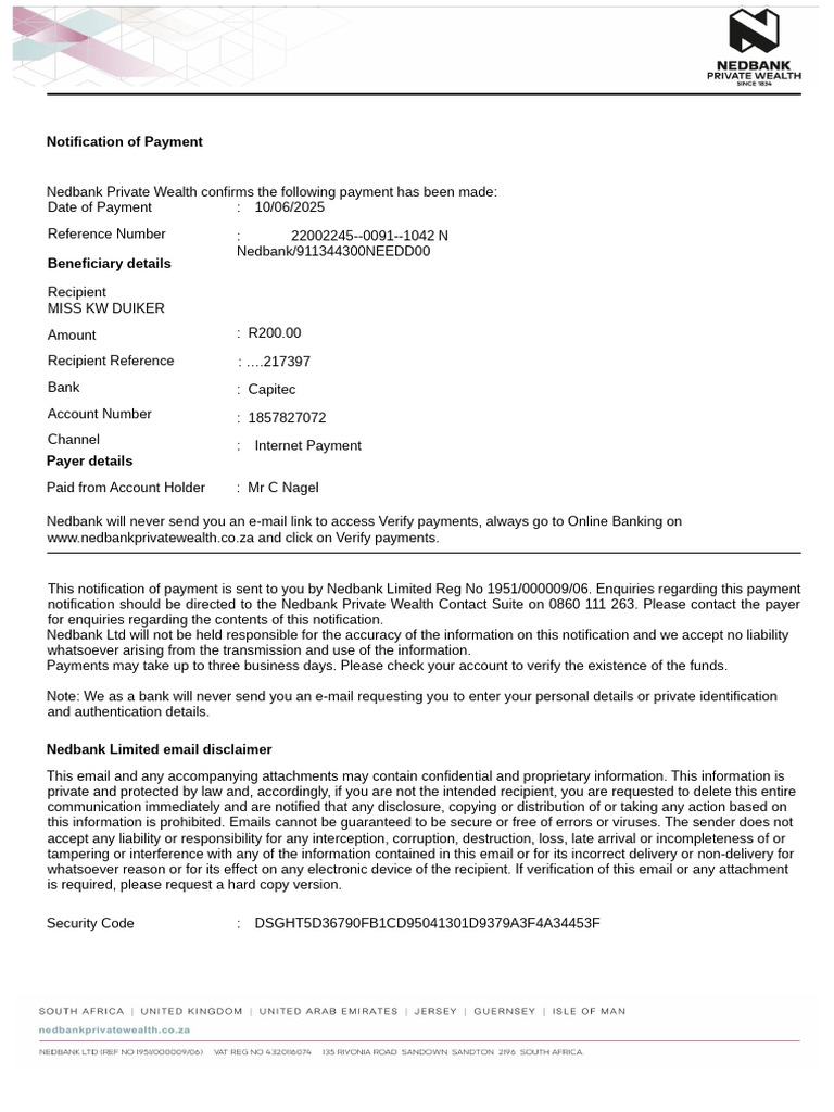 Proof of Payment-Nedbank | PDF | Cyberspace