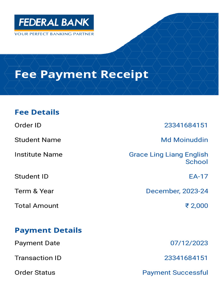 Fee Payment Receipt | PDF