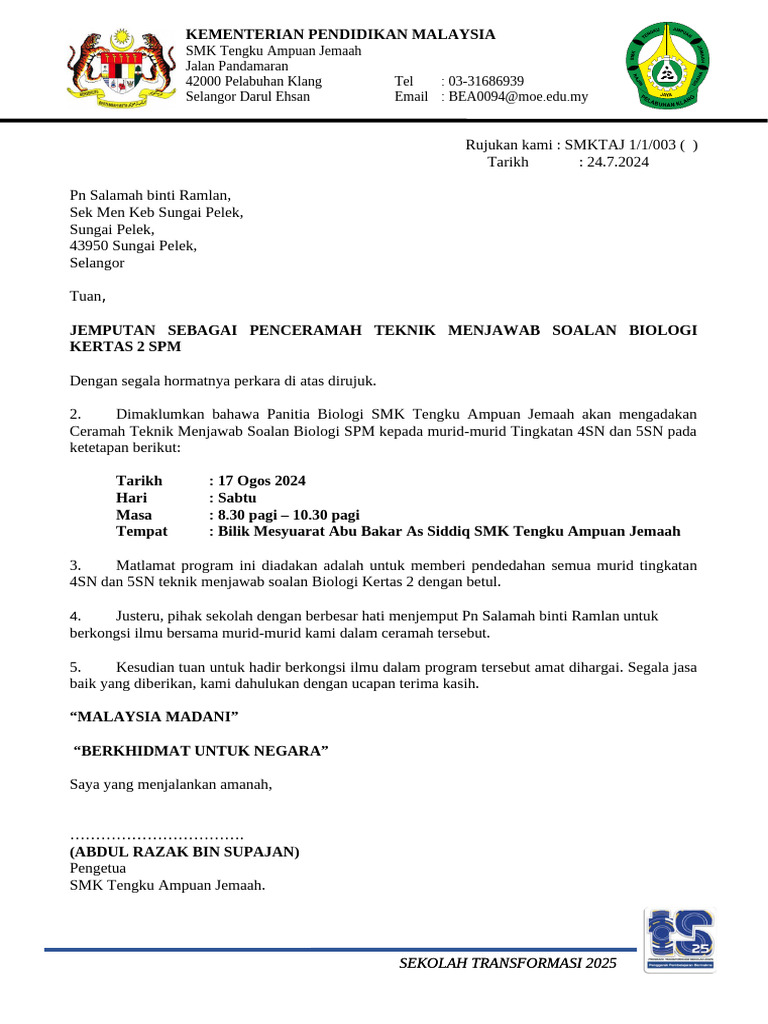 Surat Jemputan Penceramah | PDF