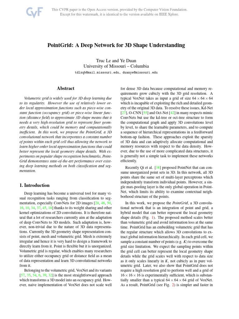 PointGrid: Advanced 3D Shape Network | PDF | Image Segmentation | Deep ...