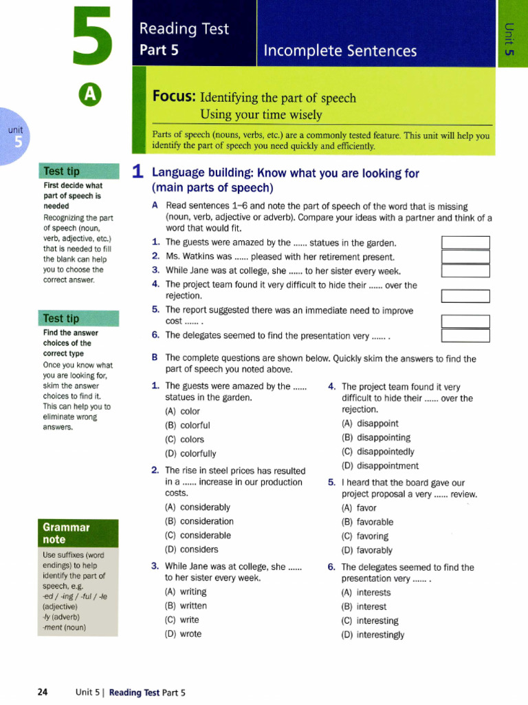 Reading Parts 5 and 6 From Tactics For TOEIC | PDF