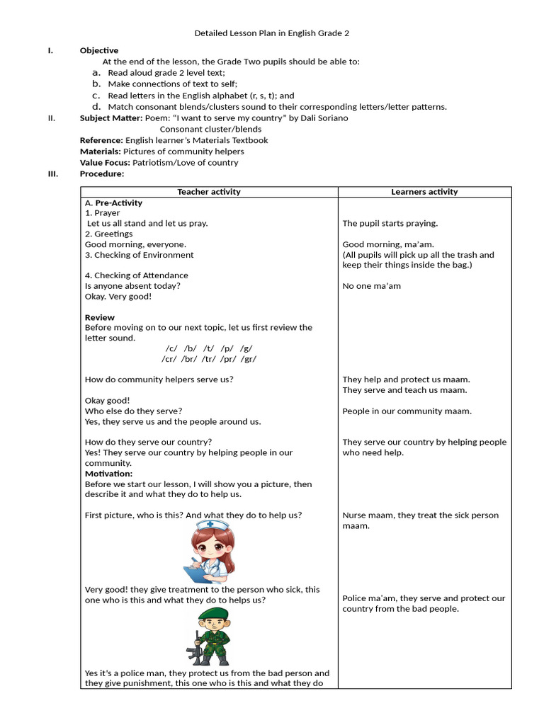 3detailed Lesson Plan in English Grade 2 | PDF | Consonant | Human ...
