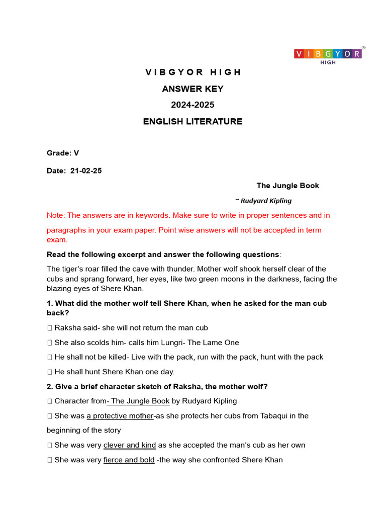 Grade 5 English Literature Answer Key | PDF | Ebenezer Scrooge | Shere Khan