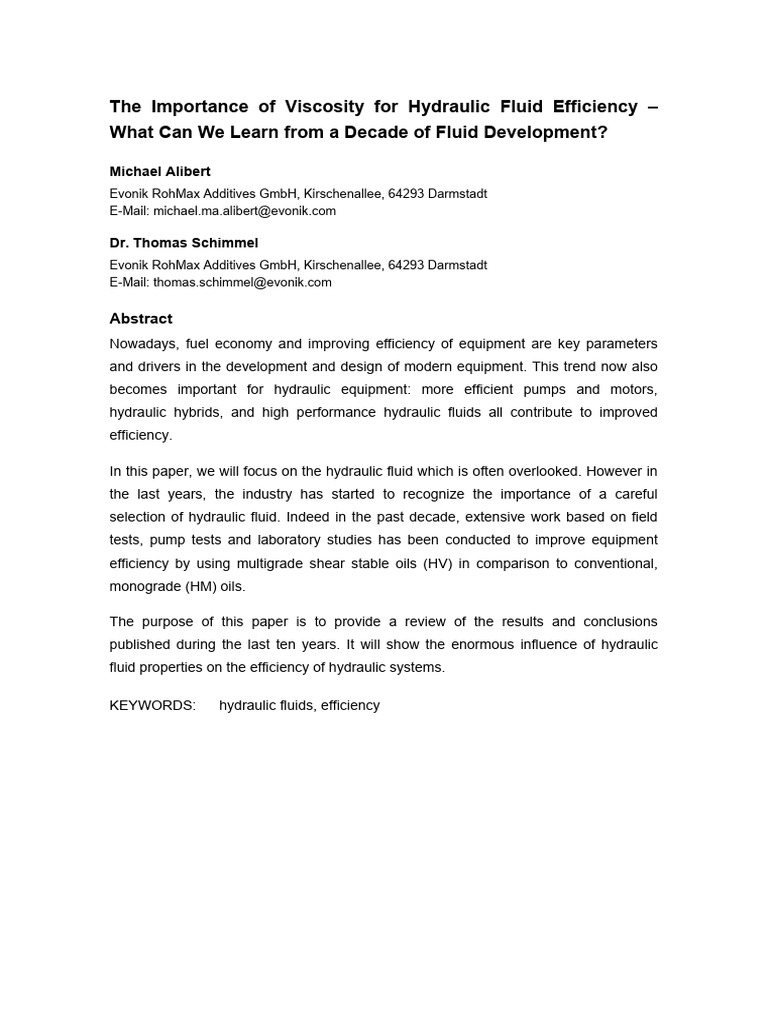 Hydraulic Fluid Viscosity and Efficiency | PDF | Viscosity | Pump