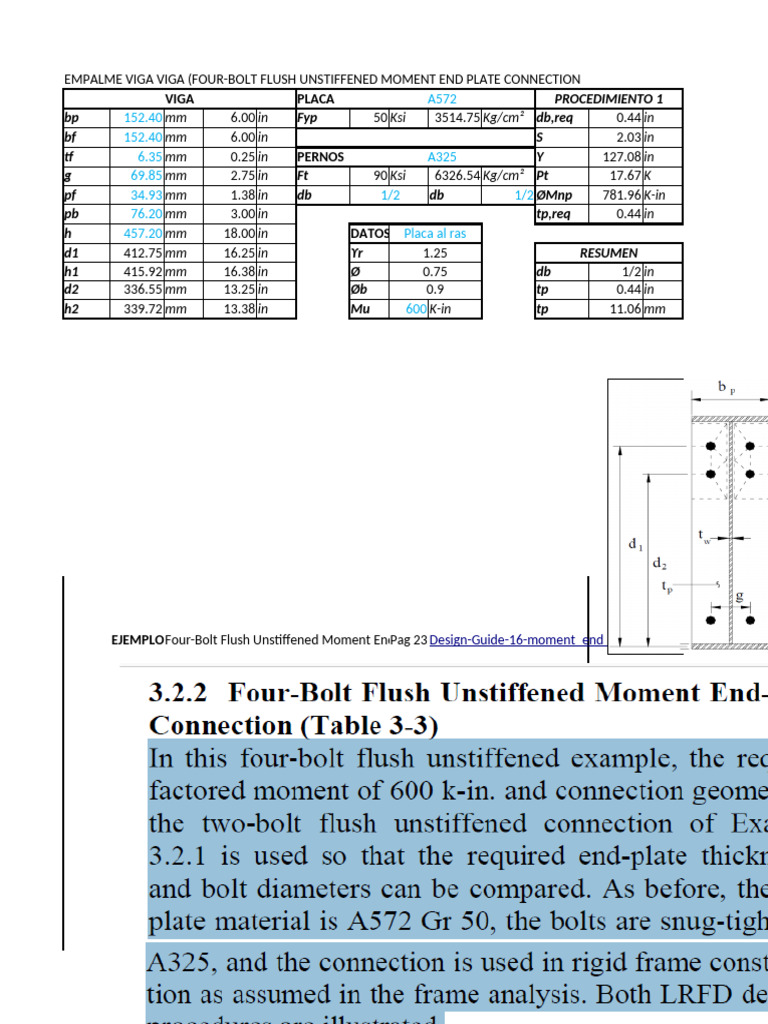 Ejemplos de Conexiones Amomento Four Bolt Flush | PDF | Bending | Strength Of Materials