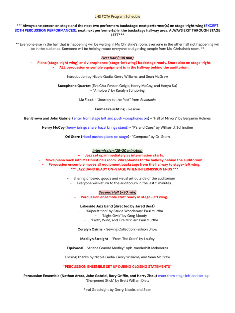 Lhs Fota Final Program Schedule | PDF | Popular Music | African ...