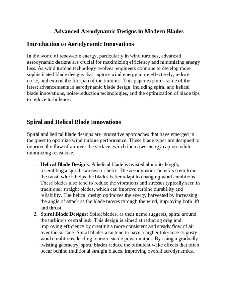 Advanced Aerodynamic Designs in Modern Blades | PDF | Wind Turbine ...