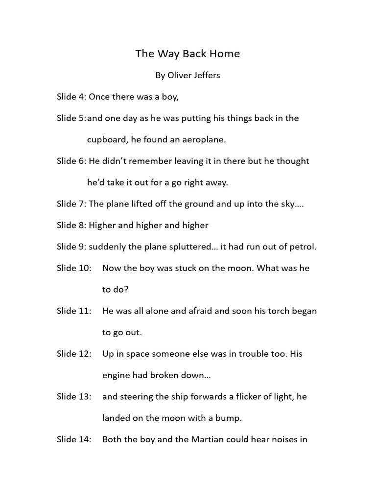 The Way Back Home - Story Script - Follow With | PDF