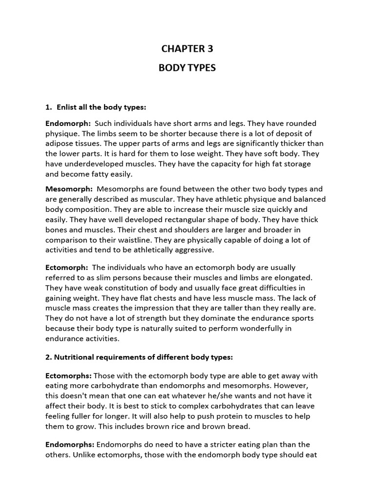 CHAPTER- 3 Body Types Question and Answers. (1) | PDF | Skeletal Muscle | Weight Loss