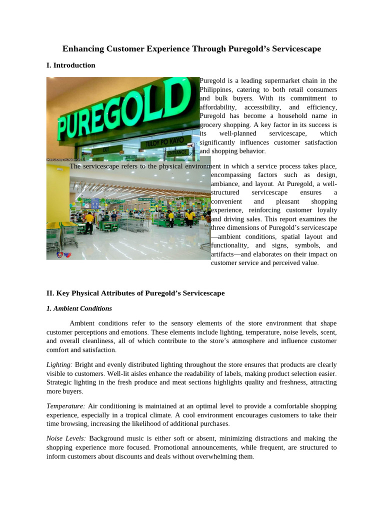 The Servicescape PUREGOLD | PDF | Marketing | Business Process