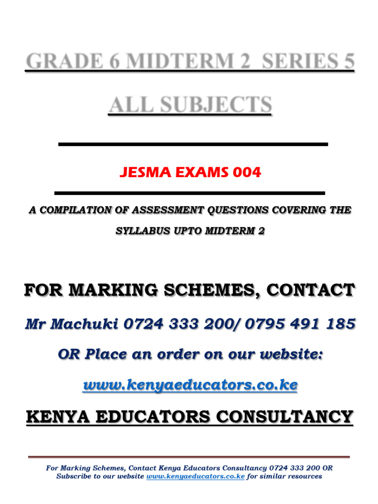 JESMA Grade 6 Exams 2025 Resources | PDF