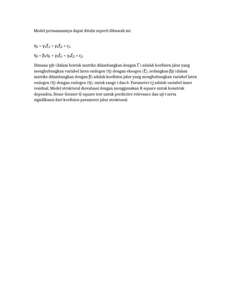 Evaluasi Model Struktural dalam R-square | PDF