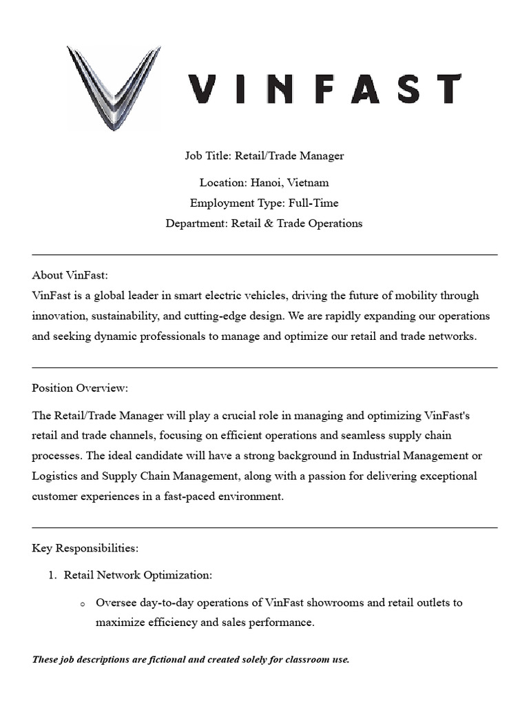 Job Descriptions Examples | PDF | Supply Chain | Logistics