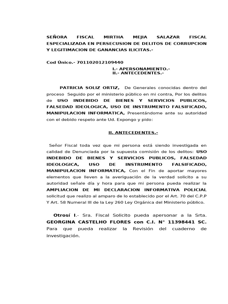 Solicita Ampliacion de Declaracion | PDF