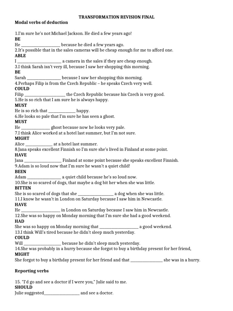 Fce 1 Final Paraphrasing Revision | PDF