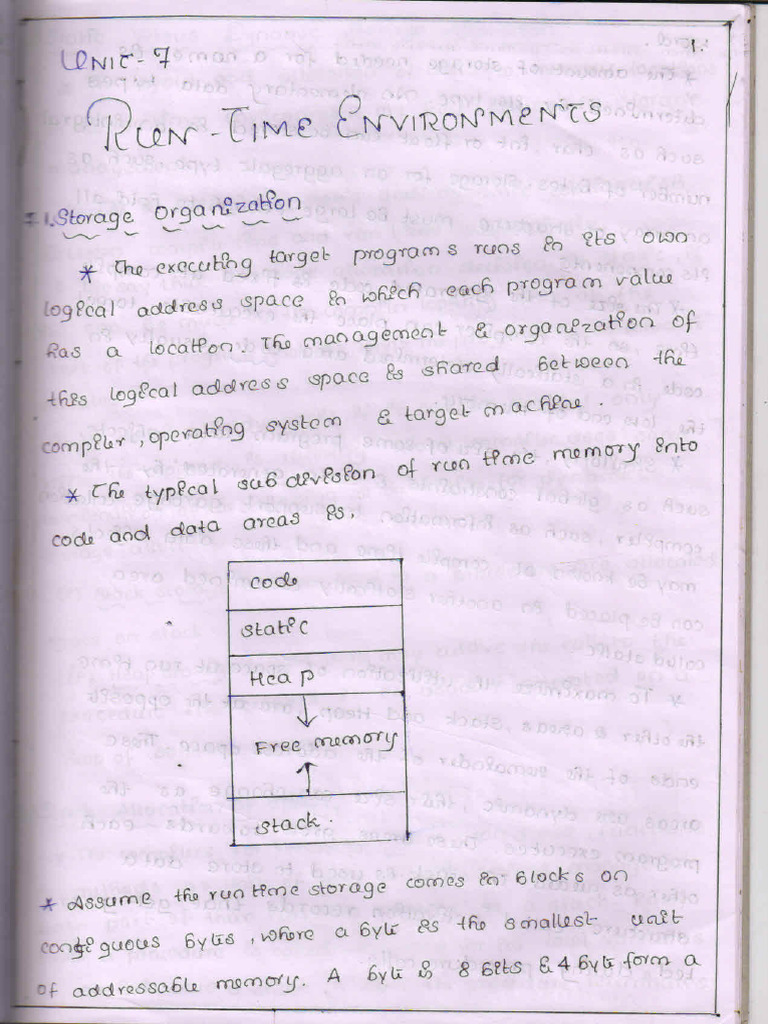 Unit 7 Runtime Environment | PDF