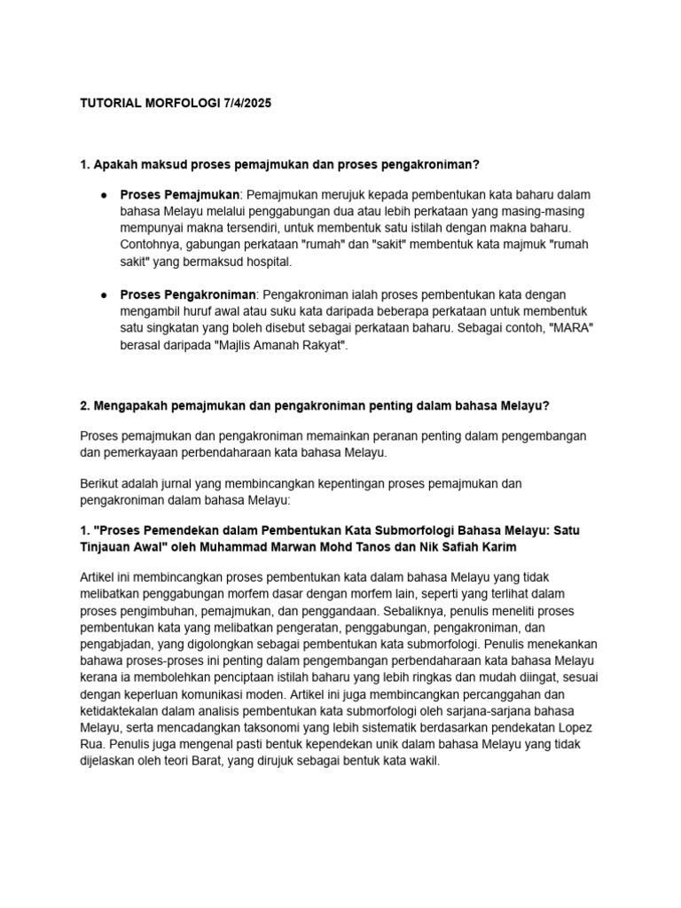 Pemajmukan dan Pengakroniman Bahasa Melayu | PDF