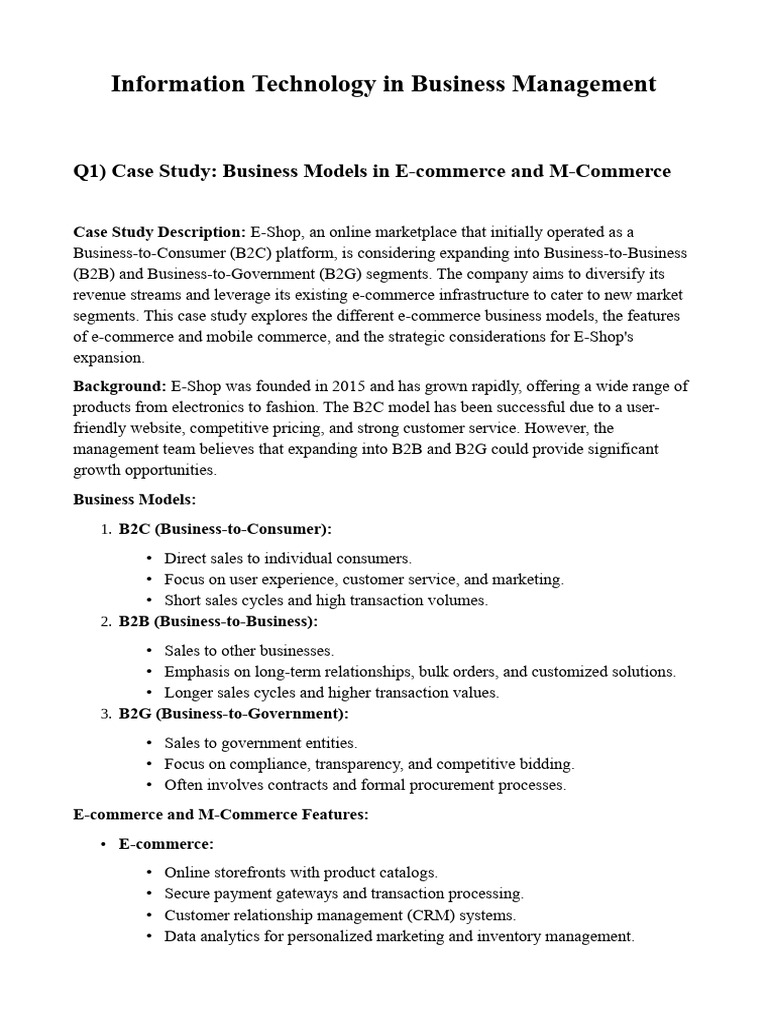 Information Technology in Business Management | PDF | E Commerce ...