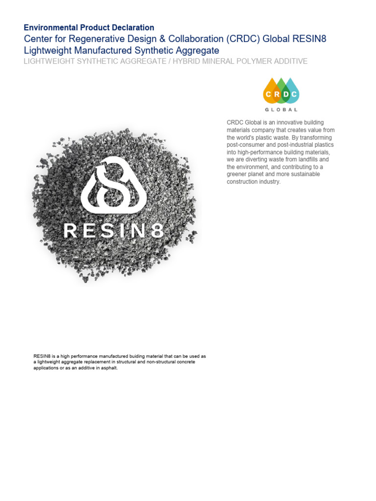 1330.resin8 EPD | PDF | Life Cycle Assessment | Concrete