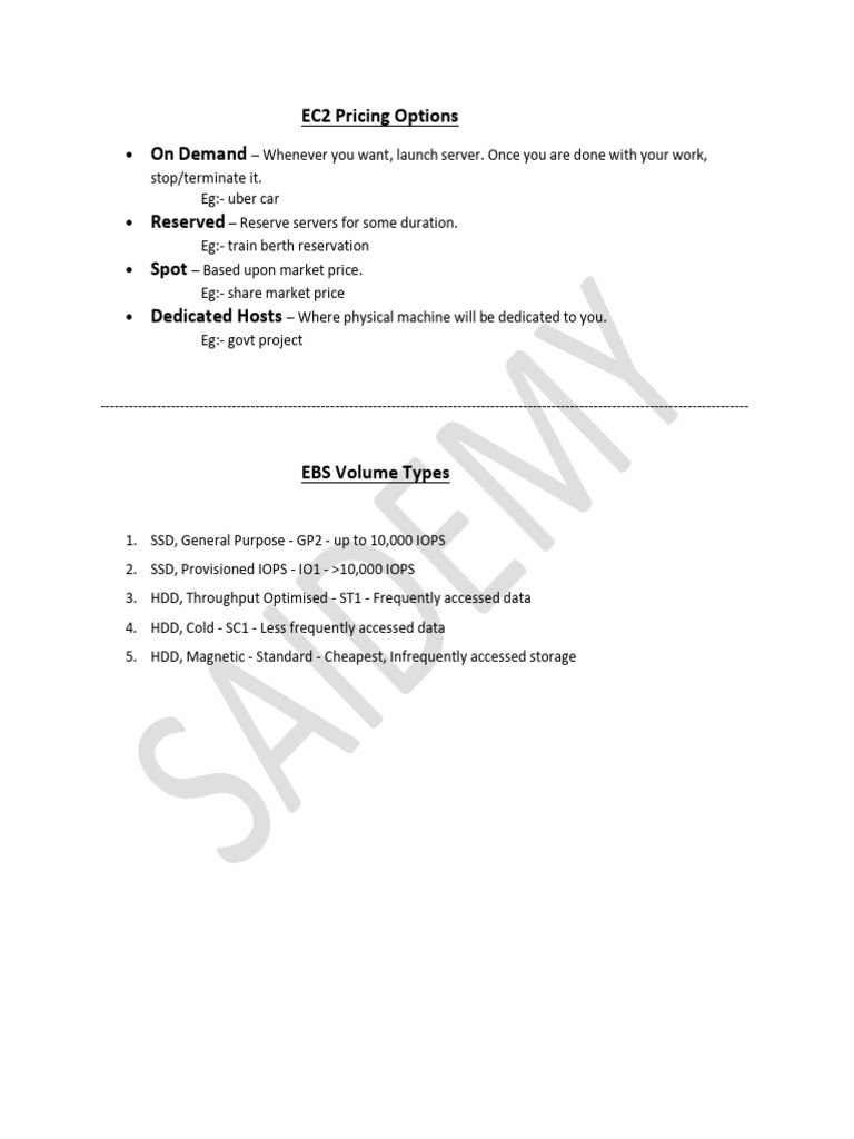 EC2 and EBS Volume Pricing Overview | PDF