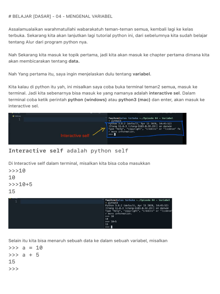 Pengenalan Variabel dalam Python | PDF