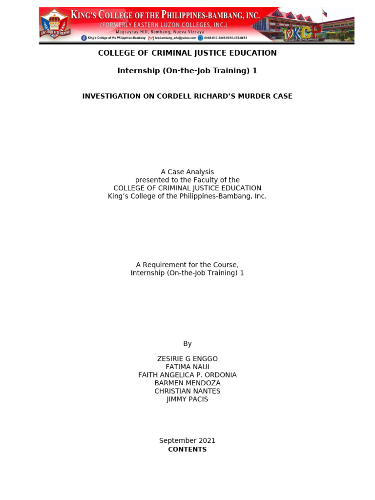 Analysis of Cordell Richards Murder Case | PDF | Forensic Science | Crimes