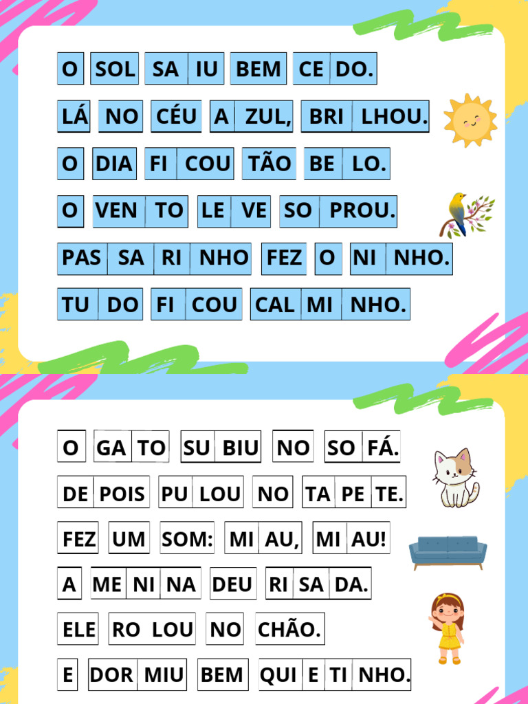 Textos com Sílabas Simples para Crianças | PDF