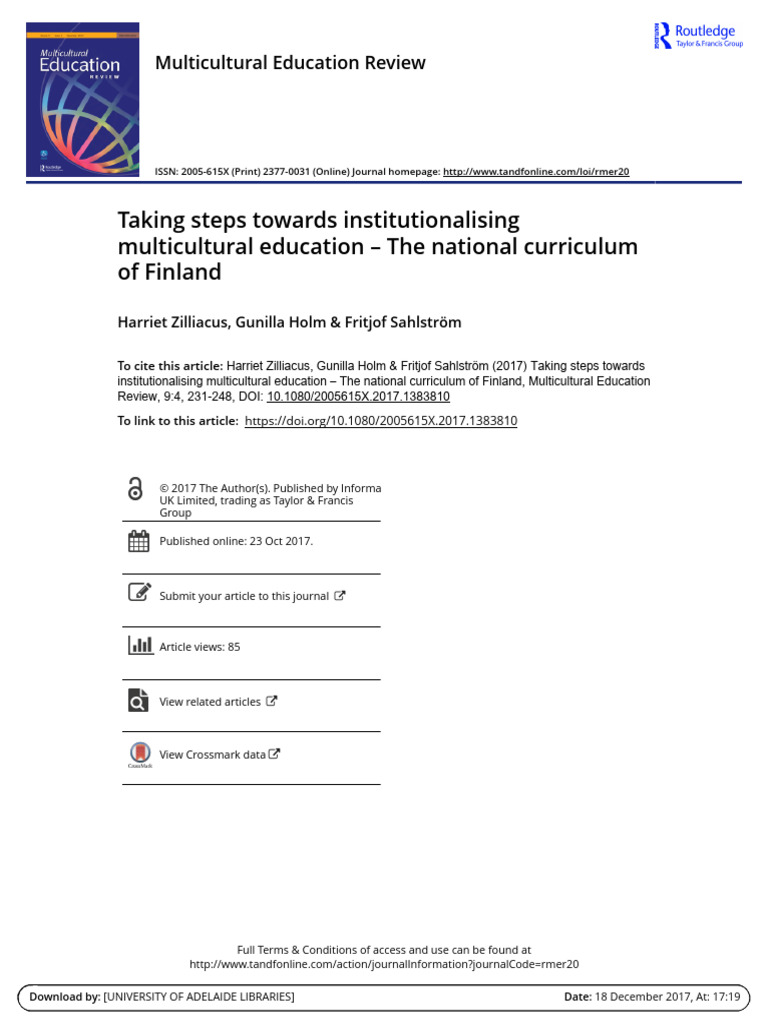 Finland's National Curriculum for Multicultural Education | PDF ...