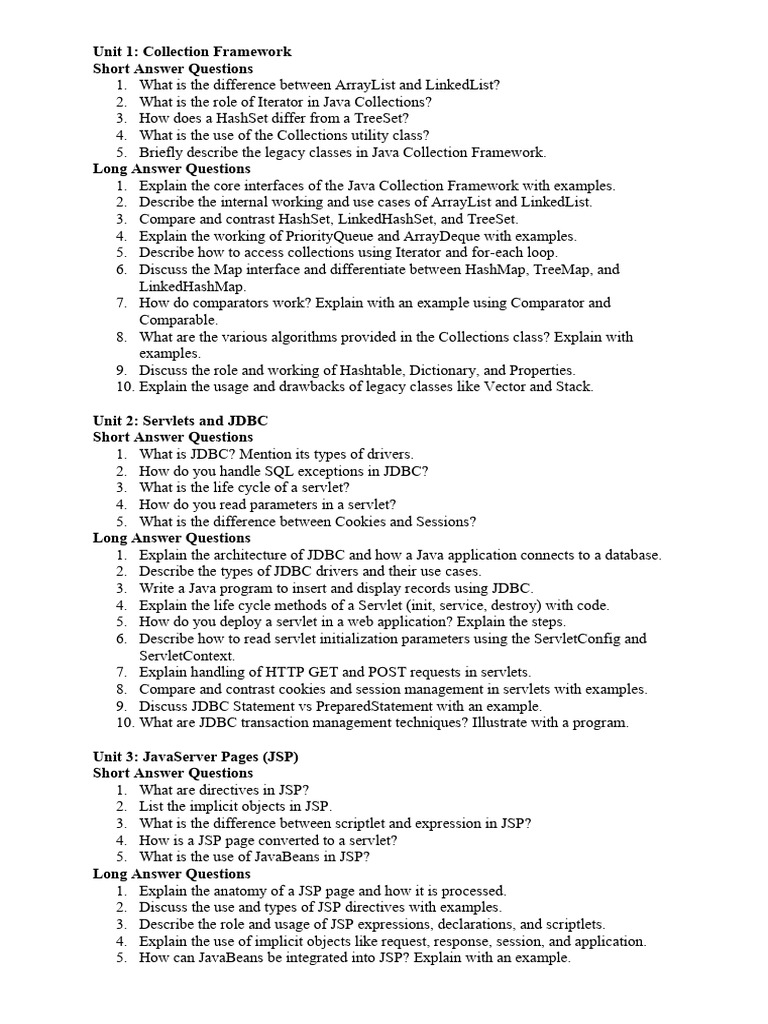 AJP Question Bank - Unit Wise | PDF | Spring Framework | Computer ...
