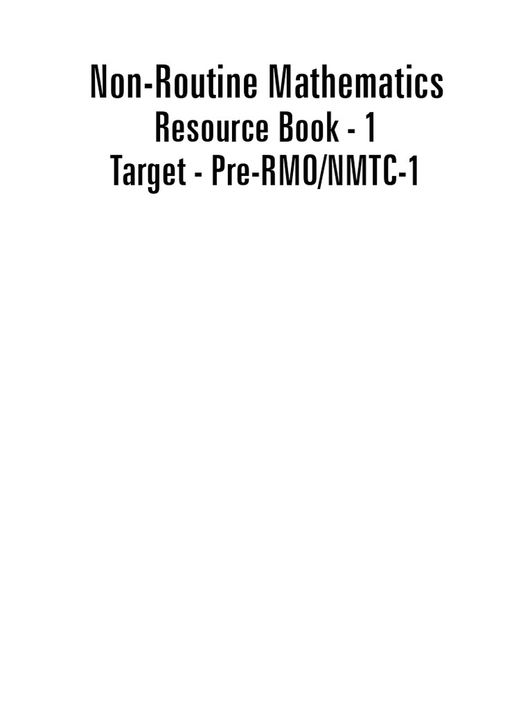 Non-Routine Mathematics Resource Book-1 | PDF | Numbers | Number Theory