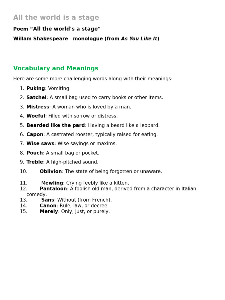 A Worls Is A Stage REVISED 03.02 | PDF | Metaphor | William Shakespeare