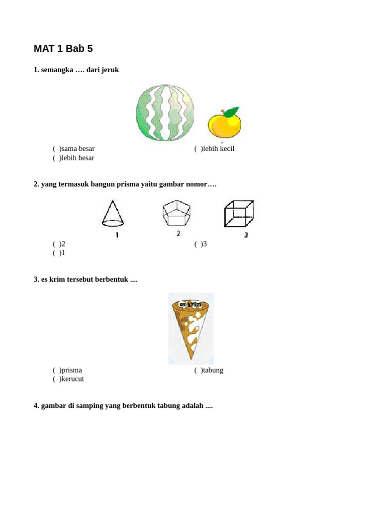 Bangun Ruang untuk Kelas 1 dan 2 SD | PDF